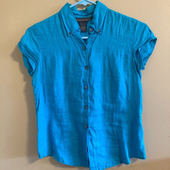 Banana Republic | Tops | Ocean Blue Linen Shirt | Poshmark